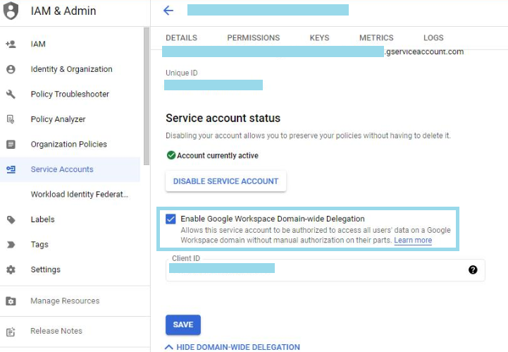 Google Admin SDK Reports Service Connector