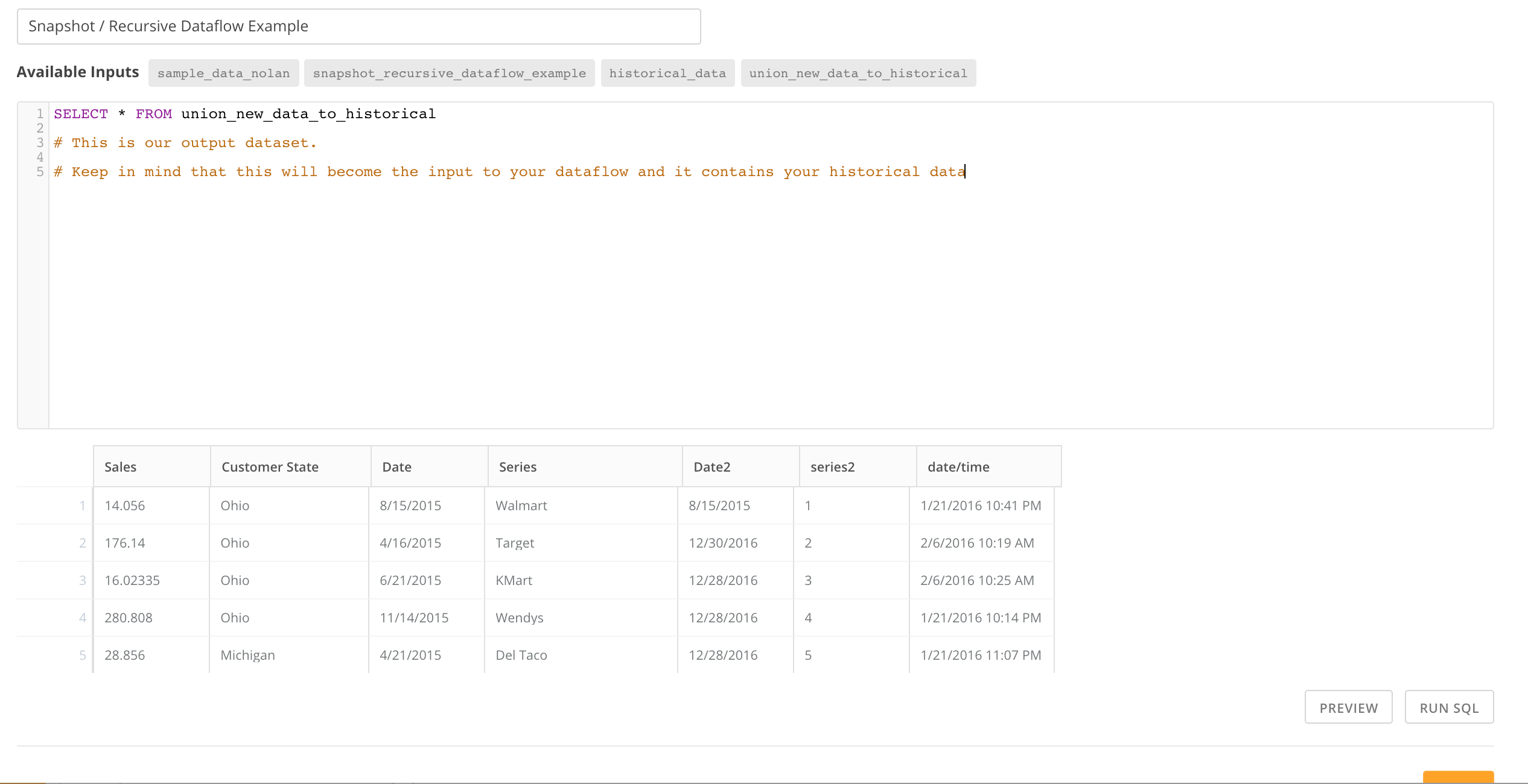 Creating a Recursive/Snapshot SQL DataFlow