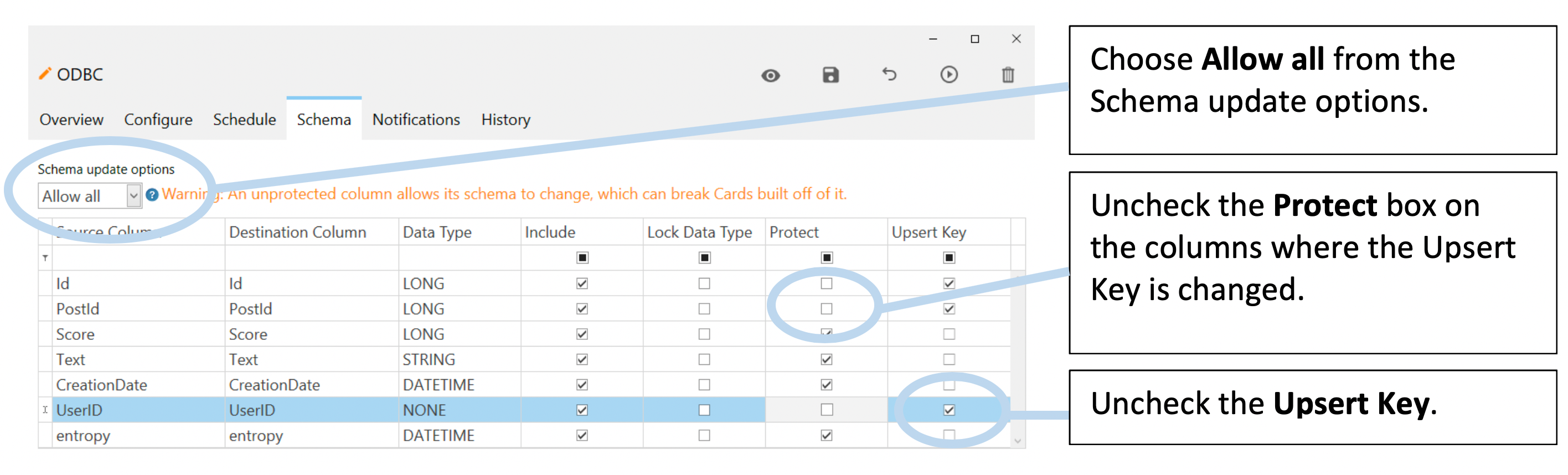 Changing a Job from Upsert to Replace in Workbench 5