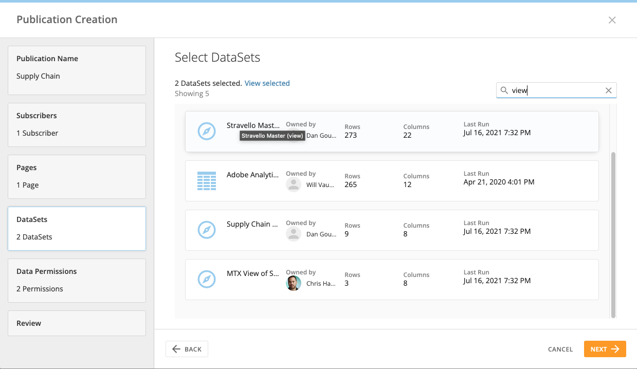 Publishing DataSet Views