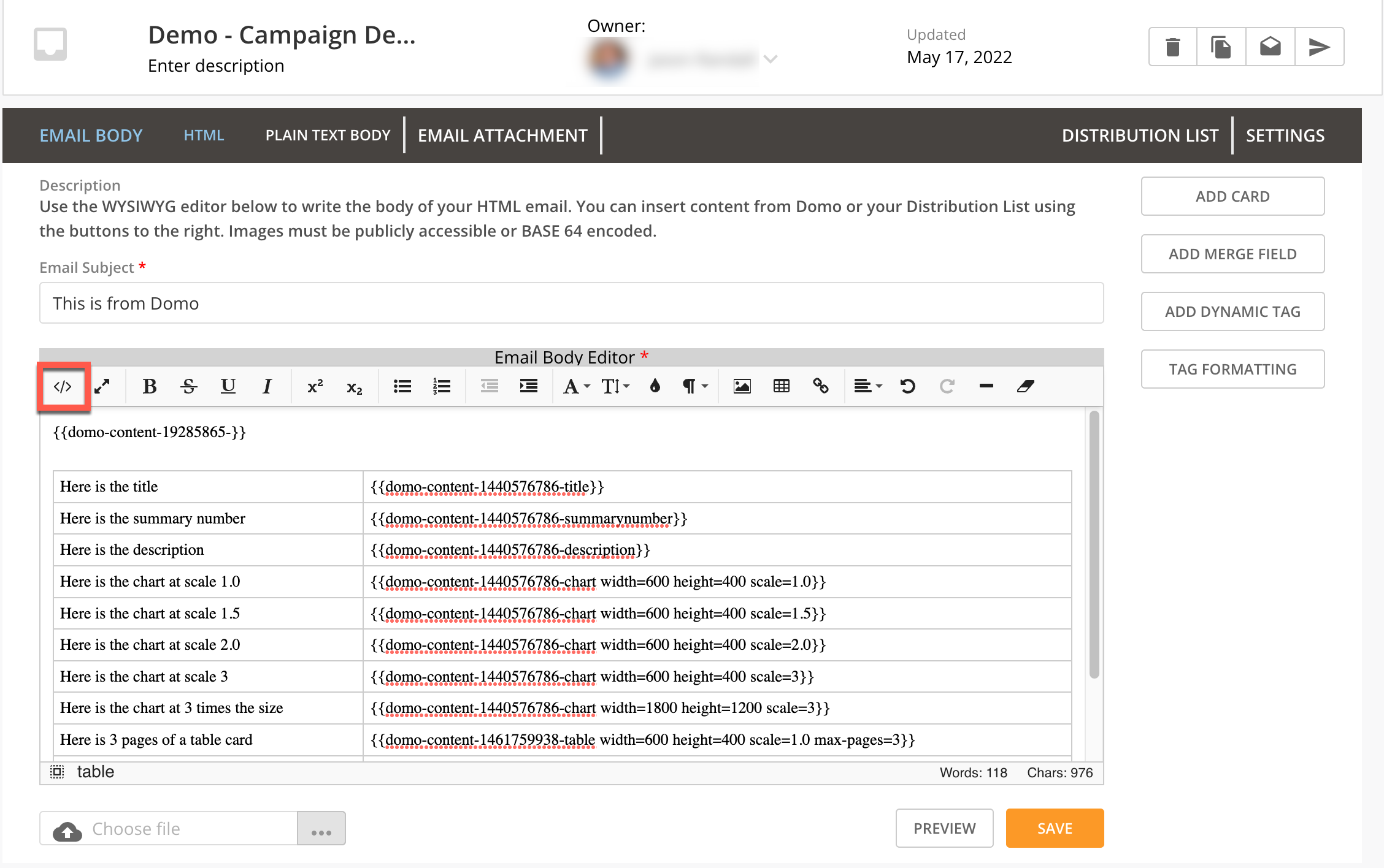 Applying CSS to Domo Card Images in the Campaigns App