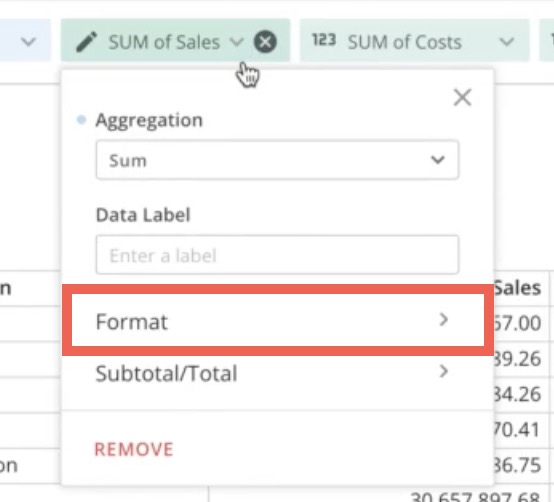 Format Values in Your Chart