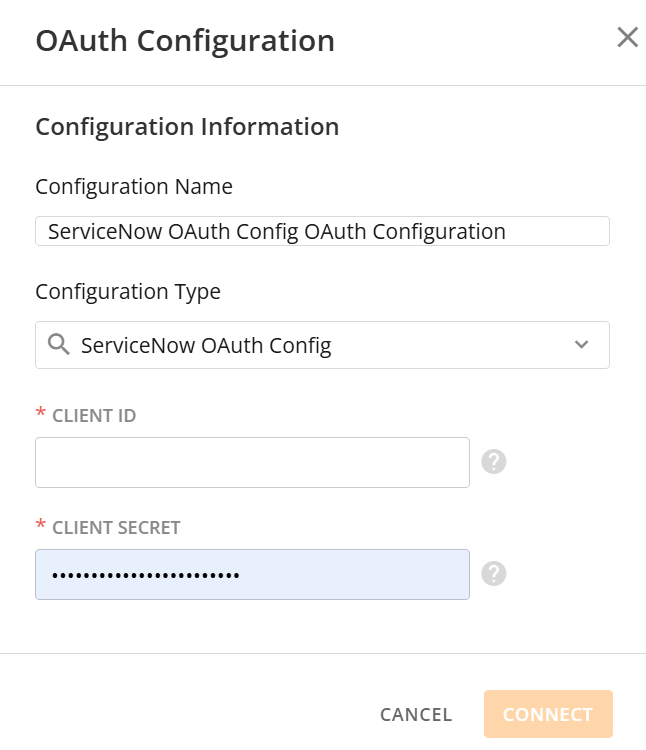 ServiceNow Enterprise OAuth Configuration Connector
