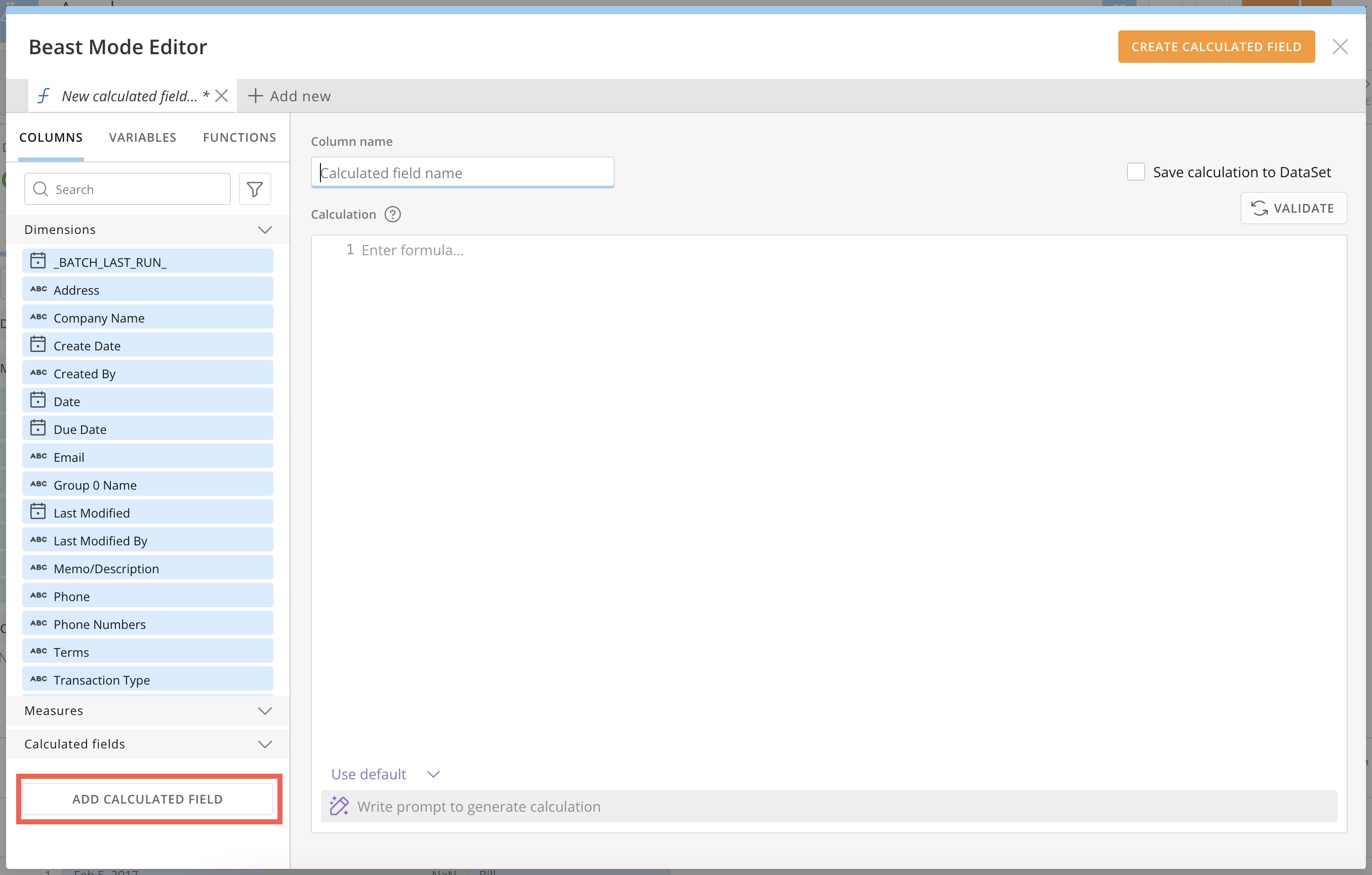 Create a Beast Mode Calculation