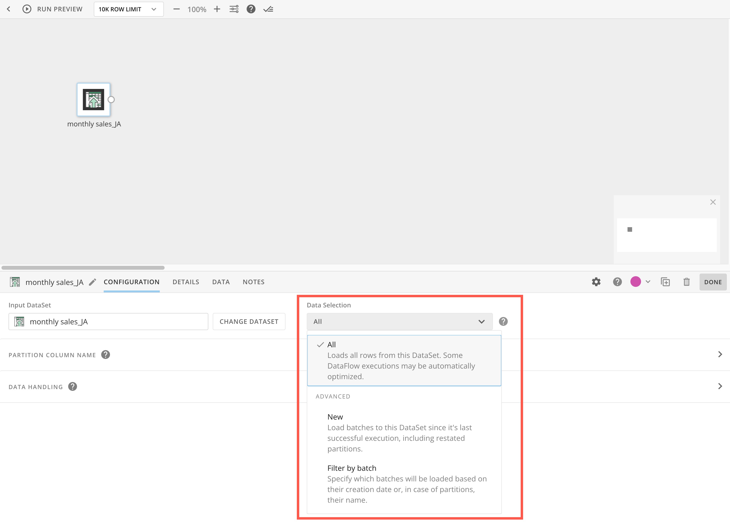Magic ETL Tiles: DataSets