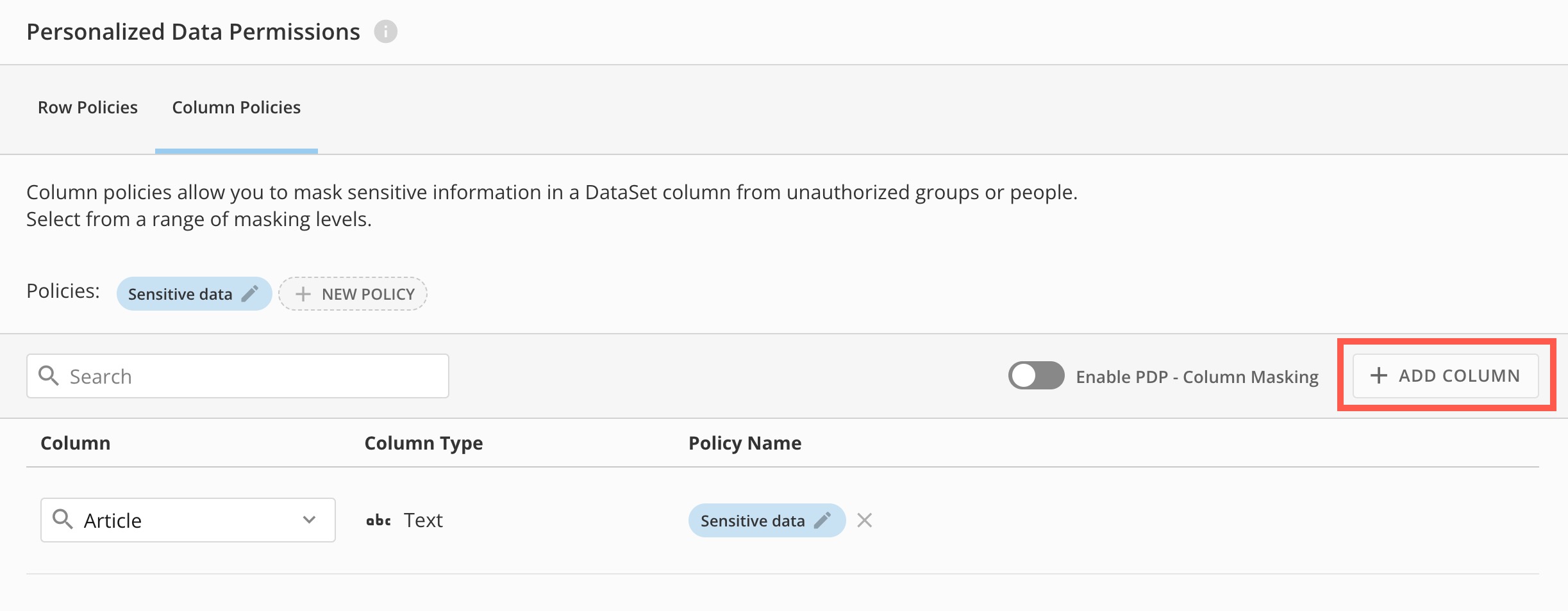 Personalized Data Permissions (PDP)