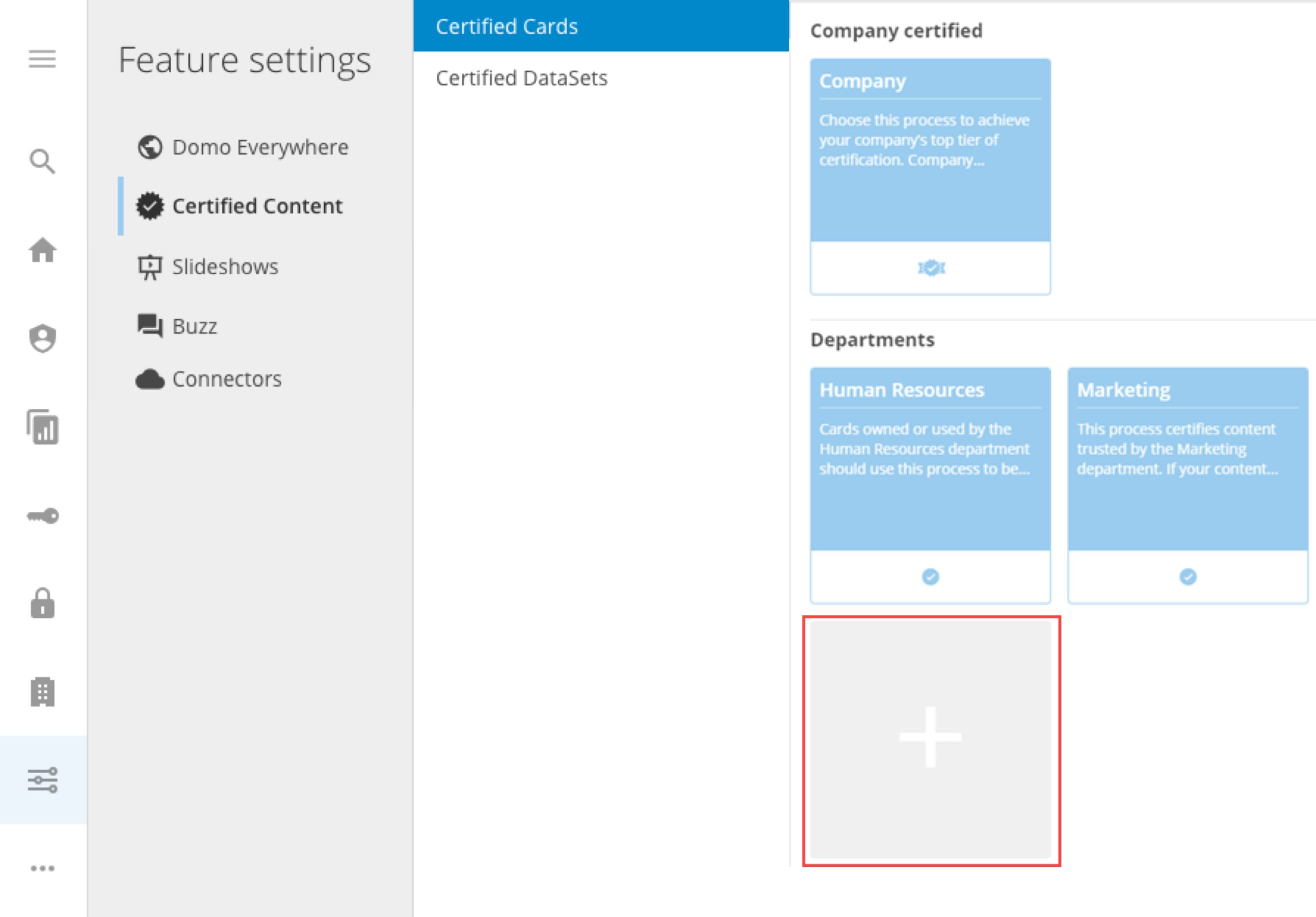 Certifying Cards and DataSets