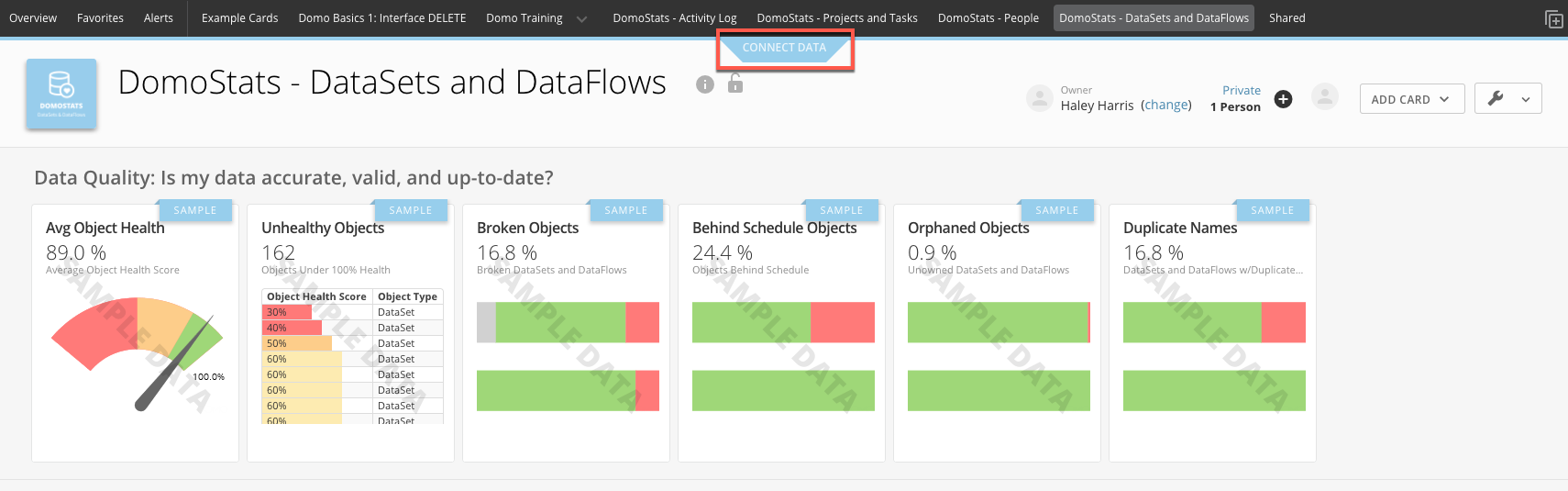 DomoStats - DataSets and DataFlows