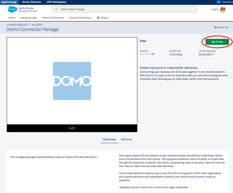 Installing Salesforce's Domo Connector Package