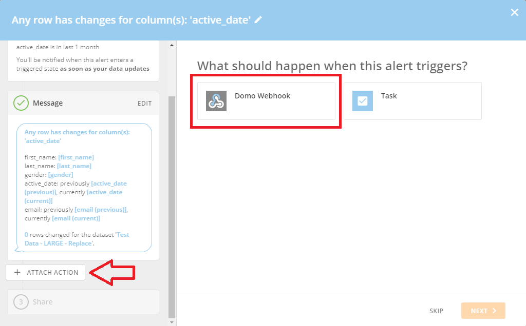 Triggering a Campaign from a Domo DataSet Alert