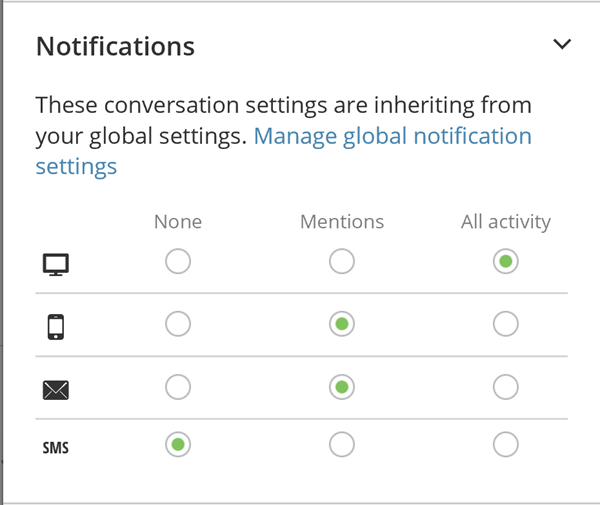 Configuring Notifications for a Buzz Conversation