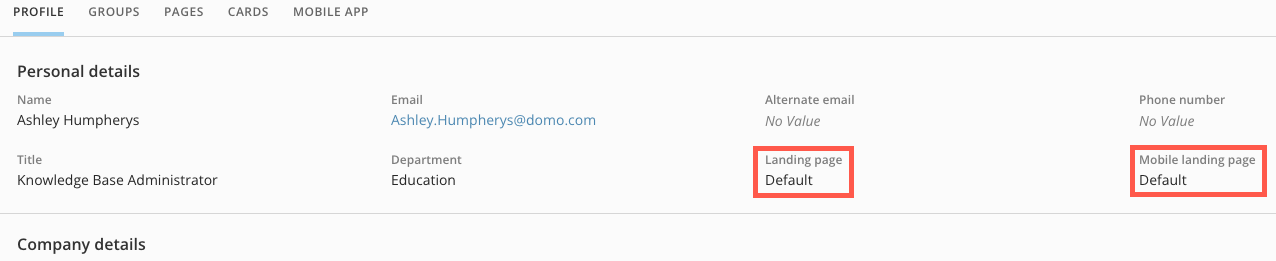Setting User-Specific Landing Pages