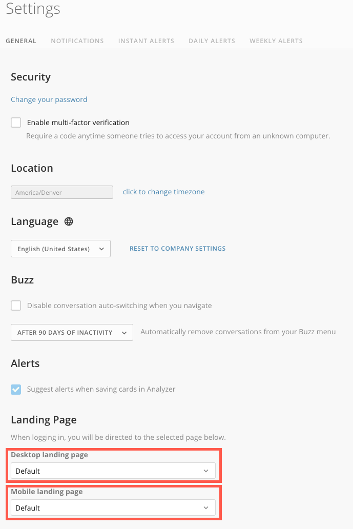 Setting User-Specific Landing Pages
