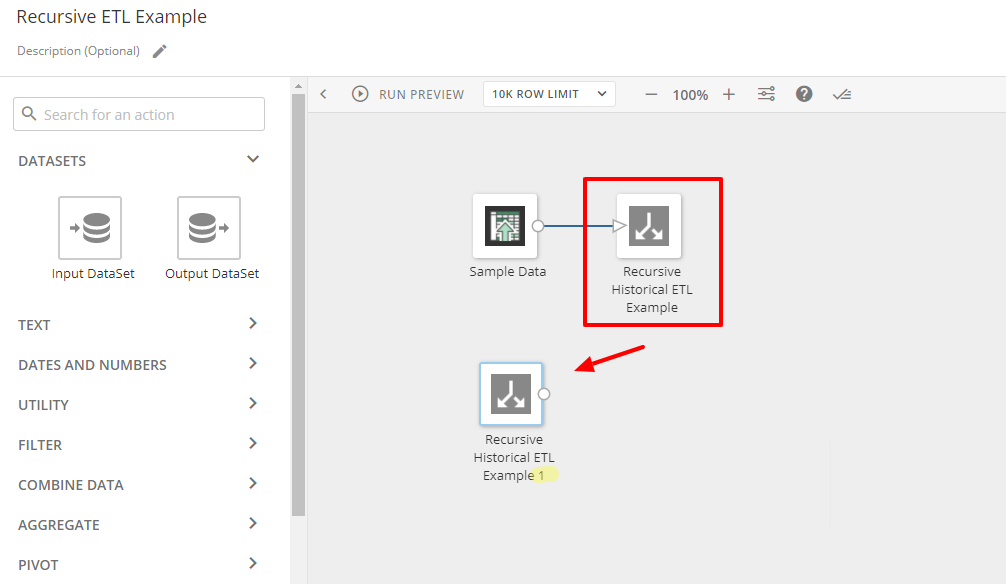 Creating a Recursive/Snapshot DataFlow in Magic ETL