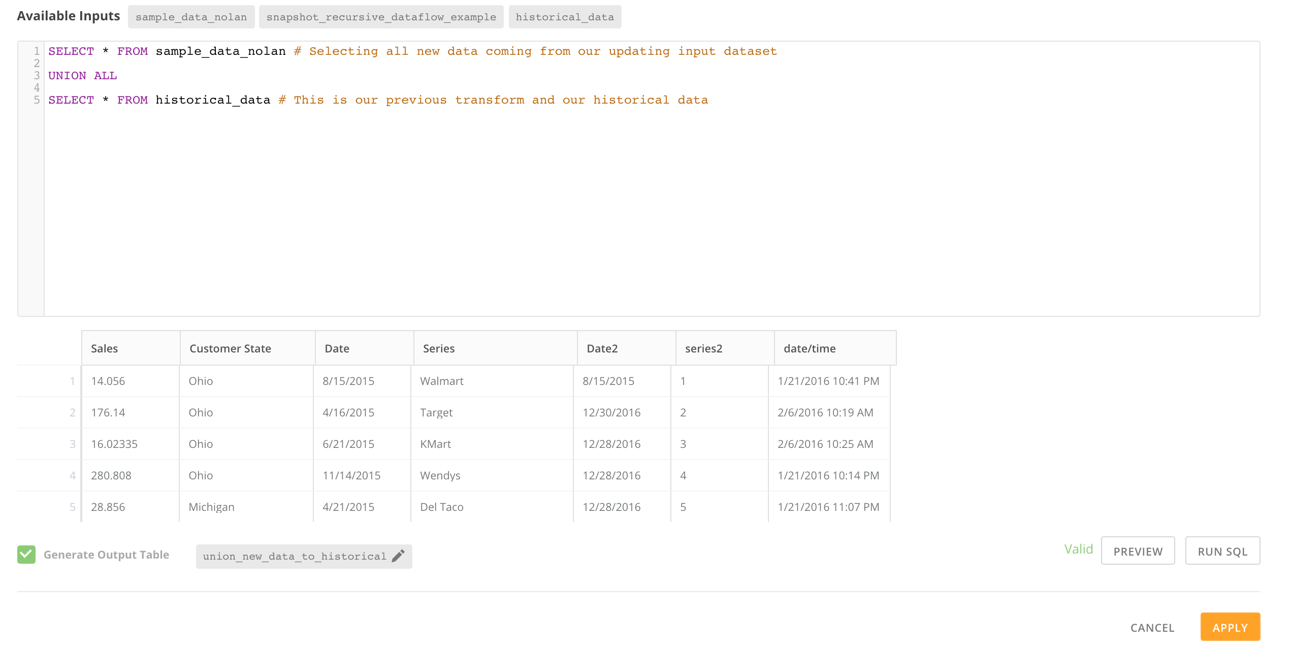 Creating a Recursive/Snapshot SQL DataFlow