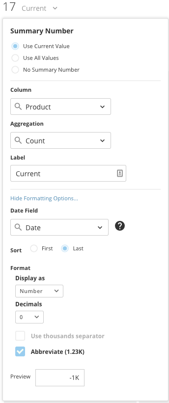 Configuring Your Chart Summary Number