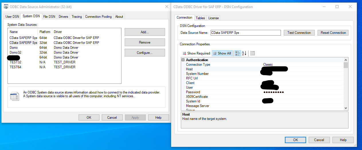 Configuring the CData Driver for SAP in Workbench 5