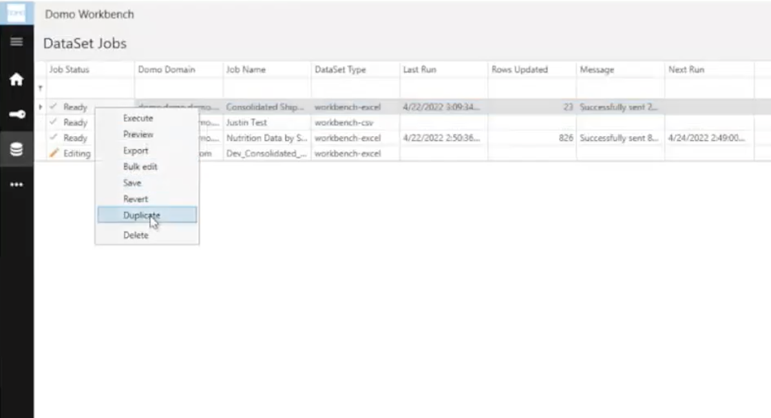 Duplicating a Job in Workbench 5.2