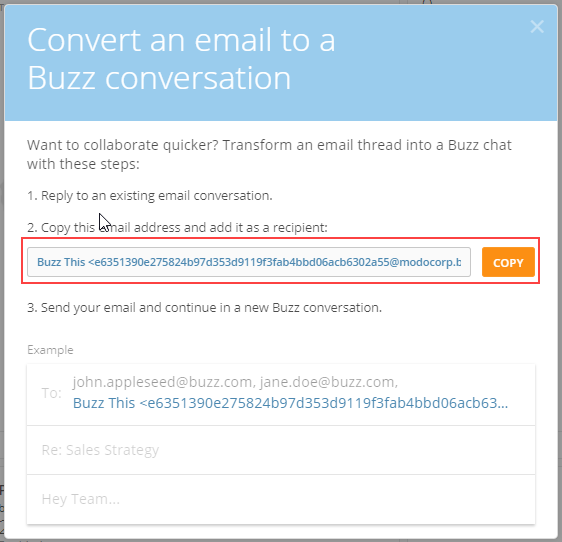 Buzzにメールスレッドをインポートする