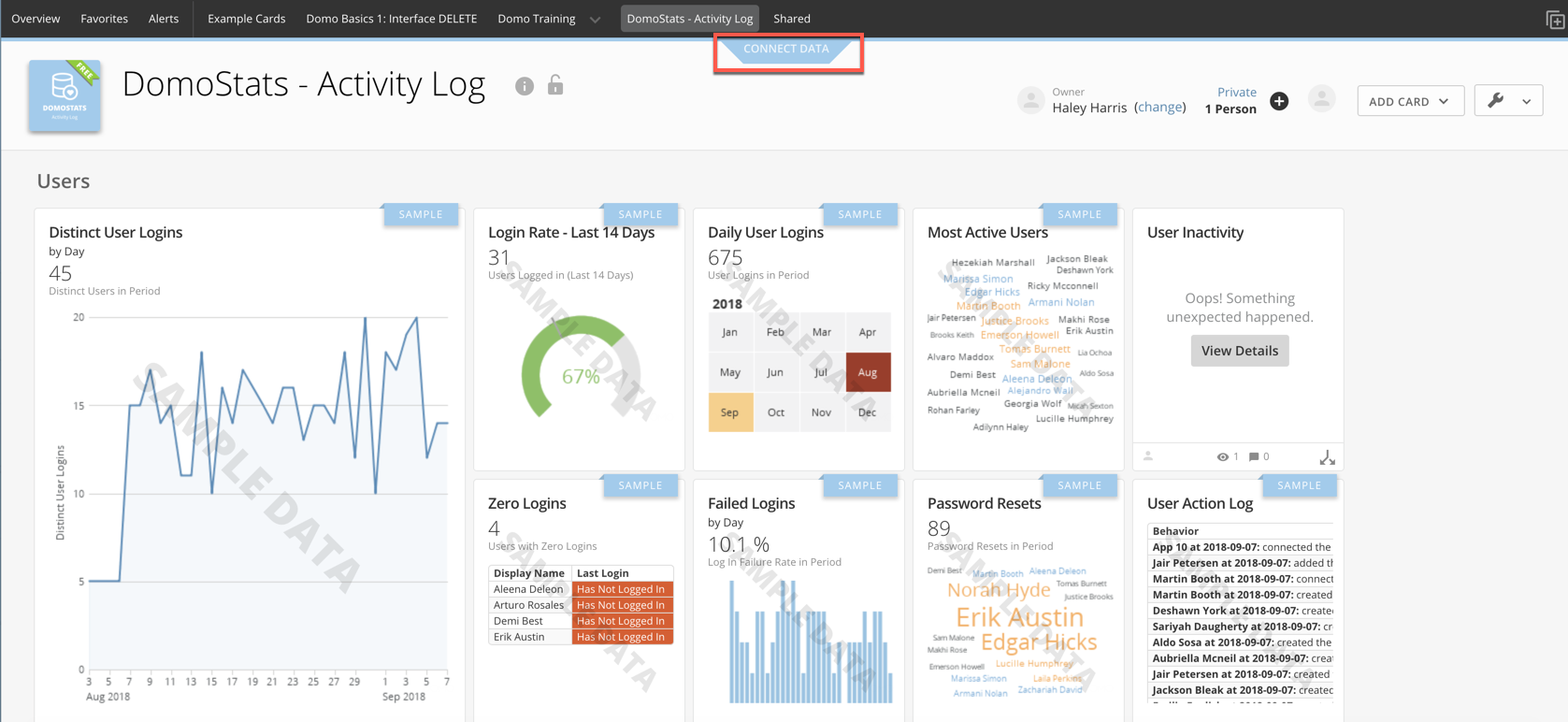 DomoStats - Activity Log