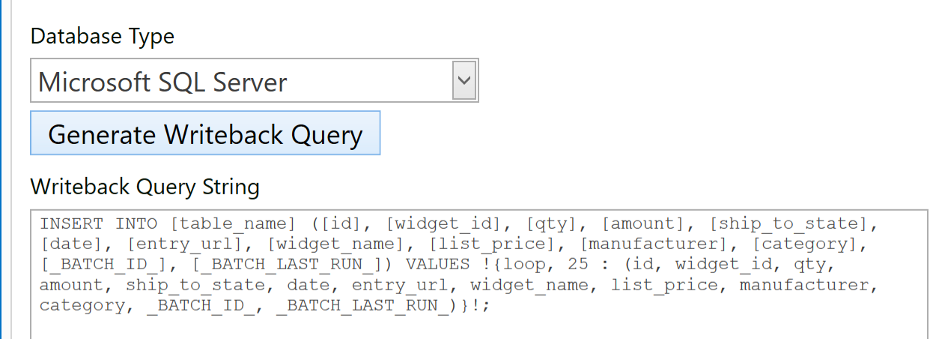 Workbench Writeback to ODBC