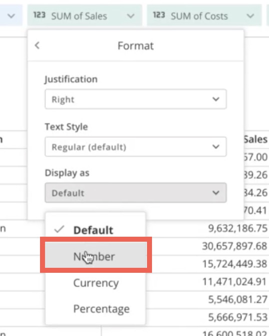 Format Values in Your Chart