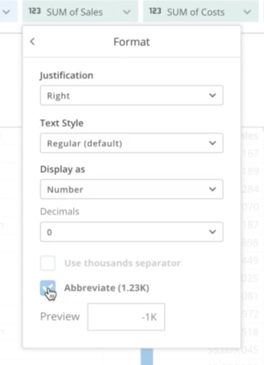Format Values in Your Chart