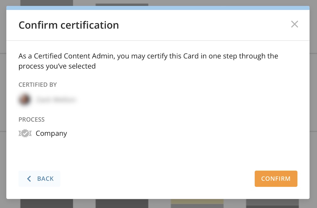 Certify Cards and DataSets