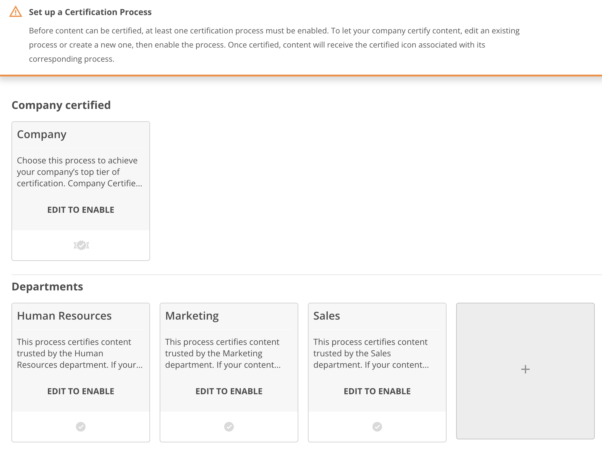 Certify Cards and DataSets