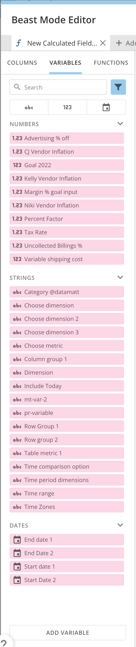 Variables | Overview