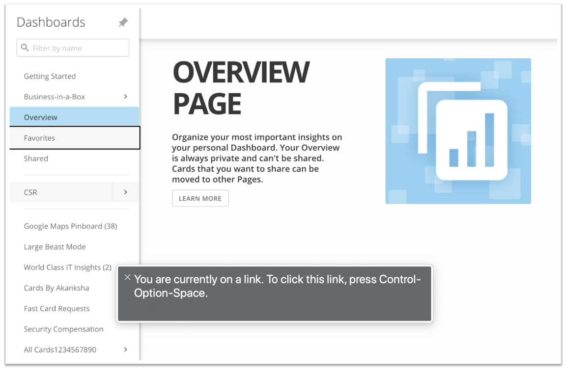 Support for Screen Readers on Dashboards