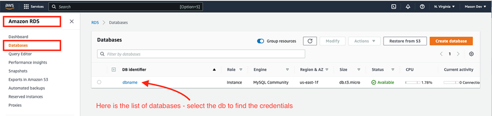 Amazon RDS connector