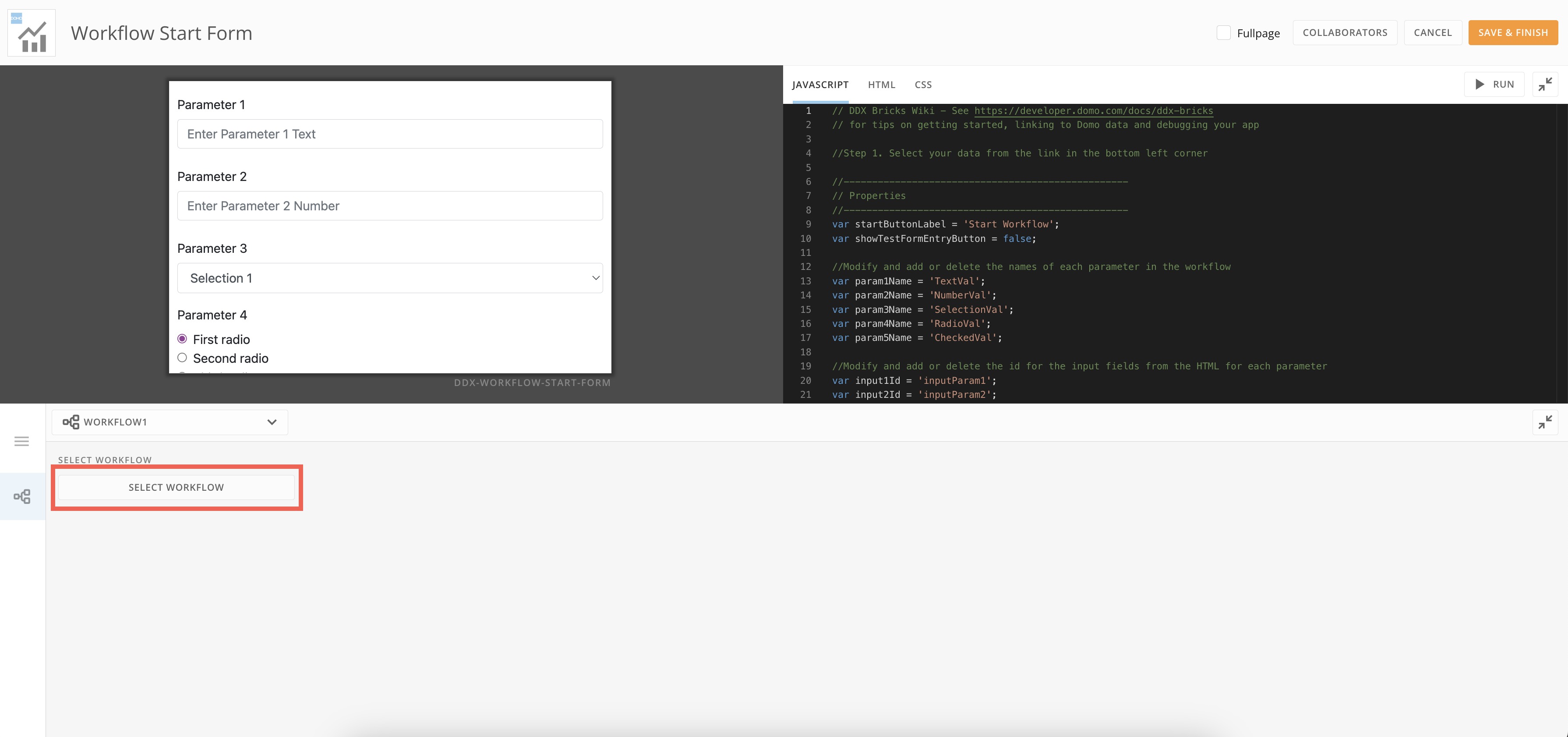 Workflow Start Form Brick