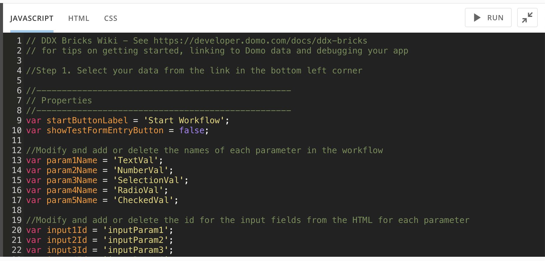 Workflow Start Form Brick