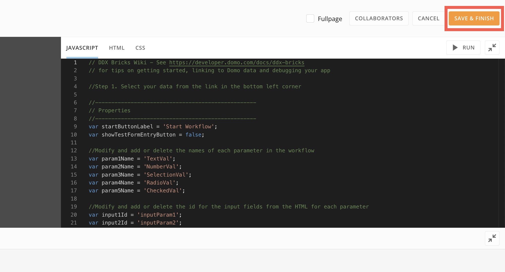 Workflow Start Form Brick