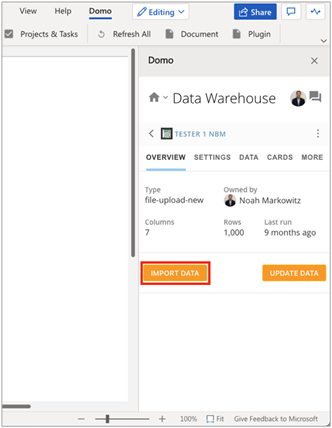 Domo Add-ins for Microsoft Office 365 Apps | User Guide