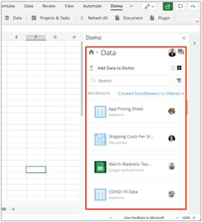 Domo Add-ins for Microsoft Office 365 Apps | User Guide
