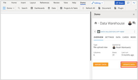 Domo Add-ins for Microsoft Office 365 Apps | User Guide