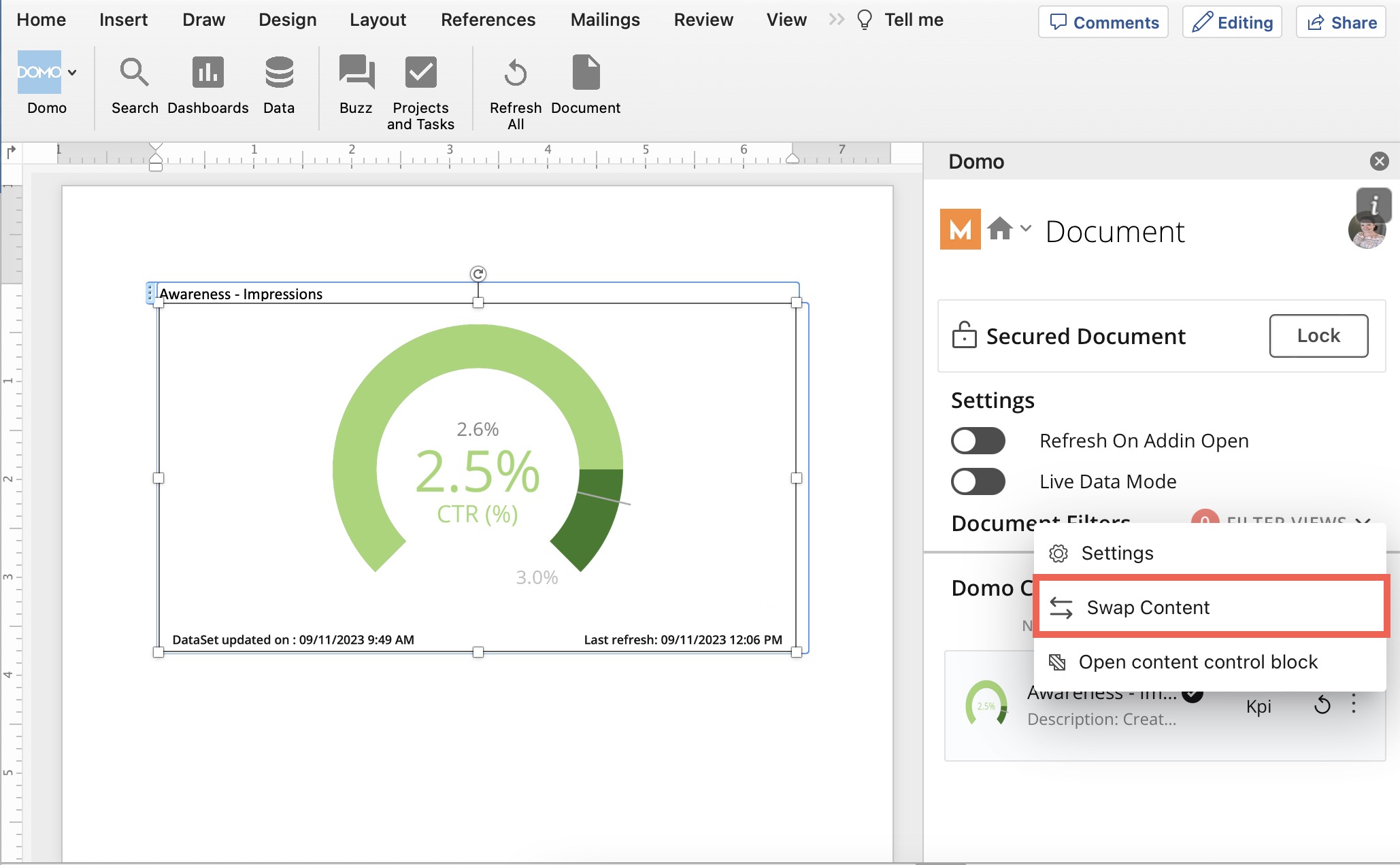 Domo Add-ins for Microsoft Office 365 Apps | User Guide