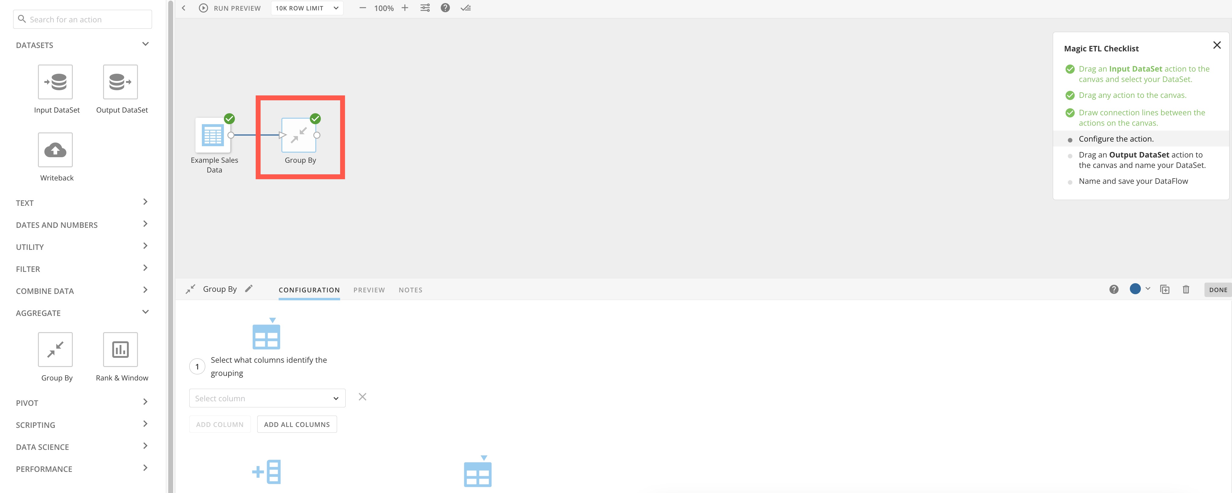 Magic ETL Tiles: Aggregate