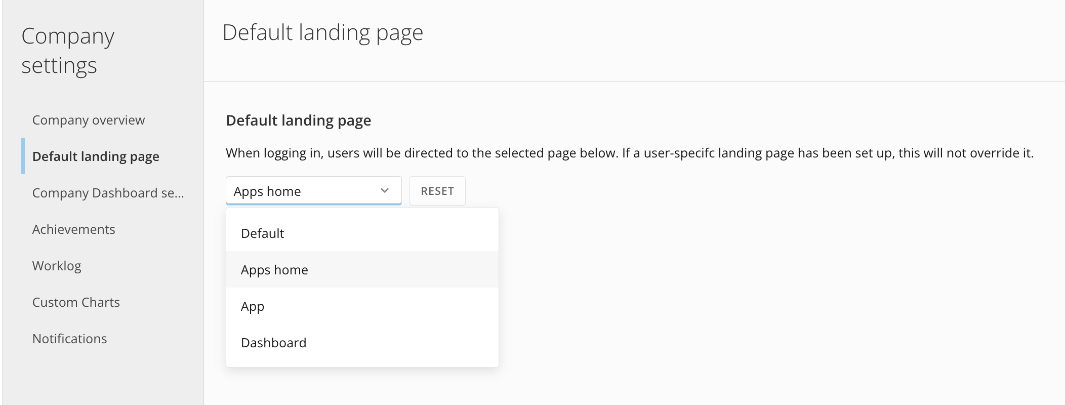 Set the Default Landing Page