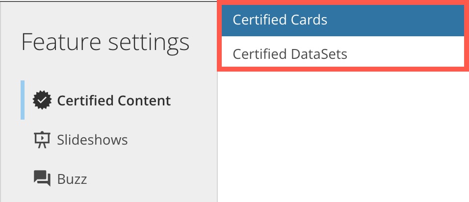 Certify Cards and DataSets